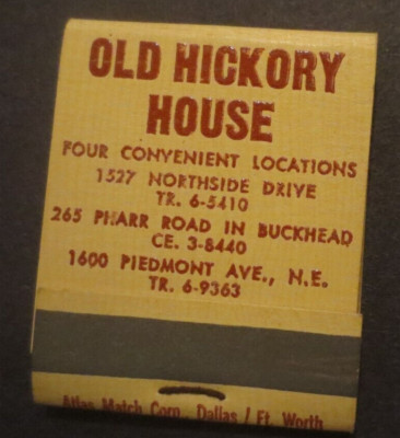 OLD HICKORY HOUSE ATLANTA MatchBook Full and Unstruck | eBay