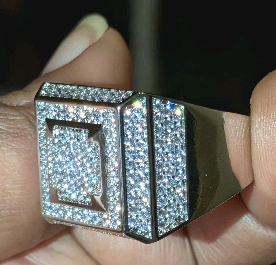 3Ct Round Cut Lab-Created Diamond Men's Engagement Ring 14K White Gold ...