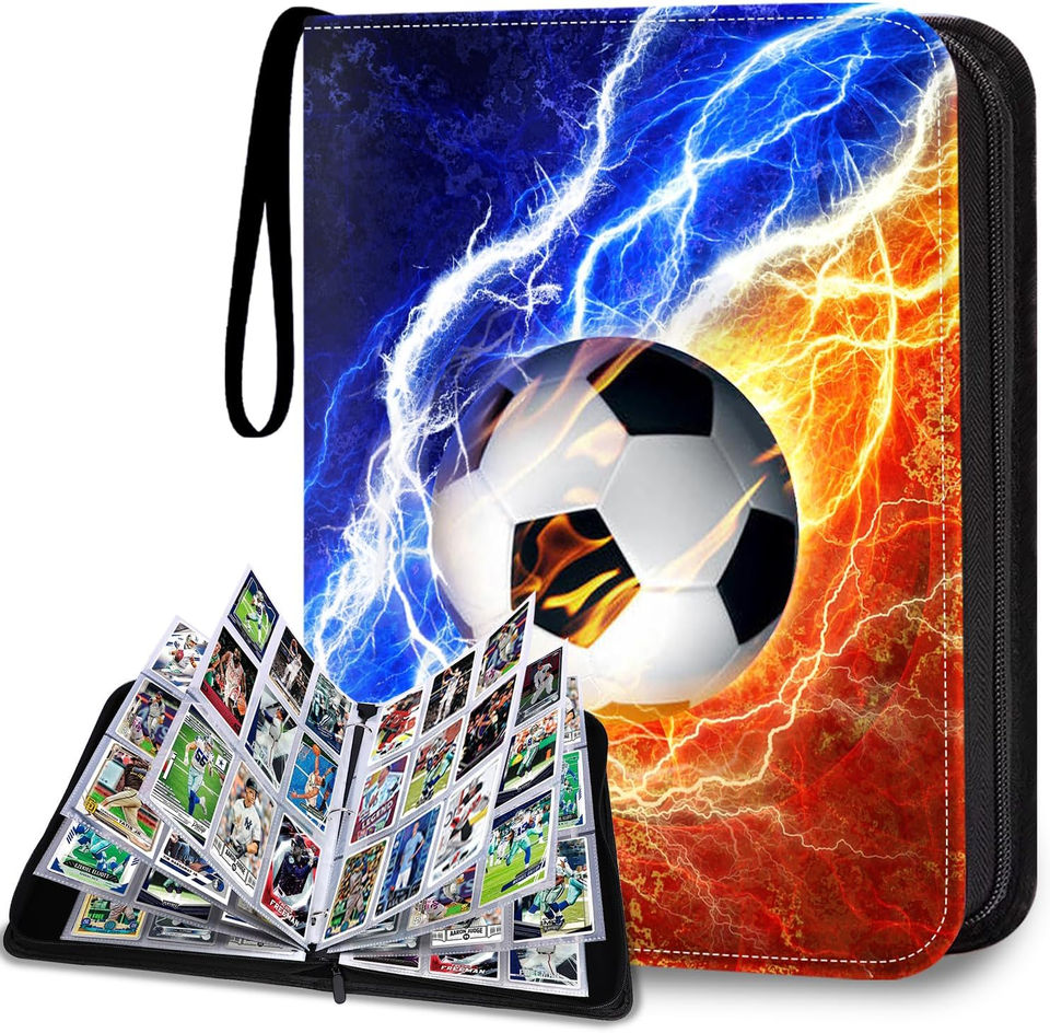 Soccer Card Binder 9 Pocket Fits 900 Cards,Trading Card Holder with 50 ...