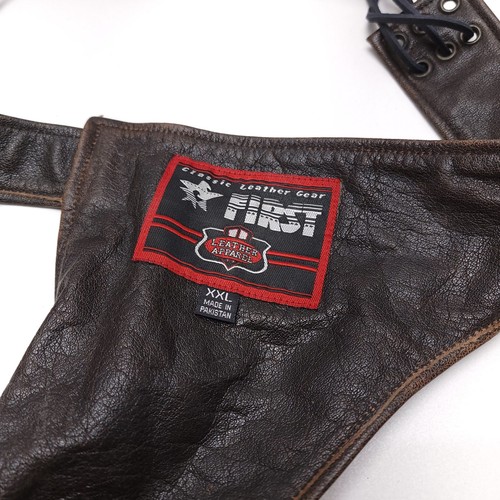 Leather Motorcycle Chaps First MFG Co XXL Biker Brown Zip Snap Buckle ...