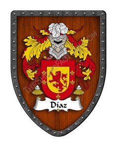 Diaz I Family Crest Custom Coat of Arms , Hanging Wall Shield SH503P-DG ...