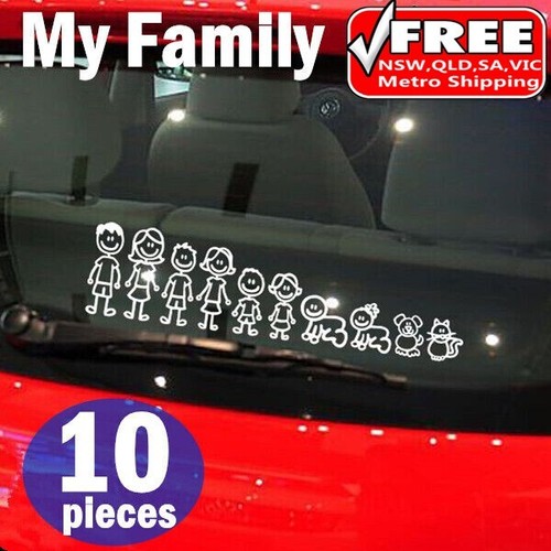 10 pieces MY FAMILY Car Window Body Sticker Family Members Baby Dog Cat ...
