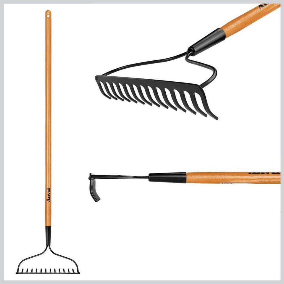Anvil Garden Tool Sets 24"x67" Poly Leaf Rake Transfer Shovel Black ...