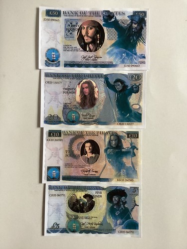 Pirates Of The Caribbean Collectable Banknotes Set Of 4 Notes. | eBay
