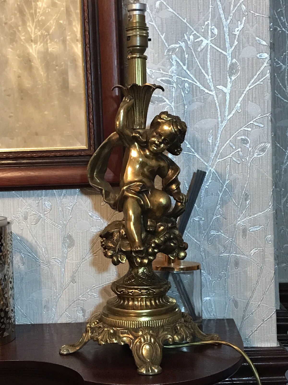 vintage brass cherub lamp | eBay UK