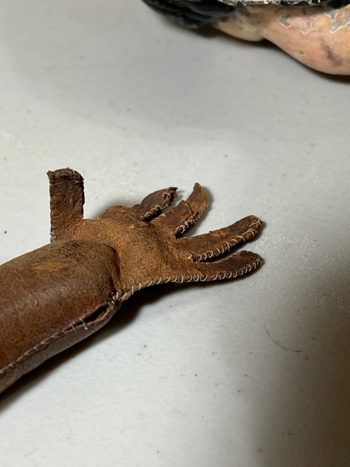 ANTIQUE 19TH CENTURY LUDWIG GREINER PAPIER MACHE DOLL LEATHER ARMS 1858 ...