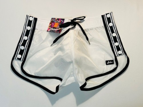 Andrew Christian Size M - 100% Nylon Semi Sheer Snap Shorts - White ...