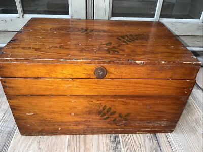 Antique Tole Painted Pine Chest / Box Hand Made | eBay