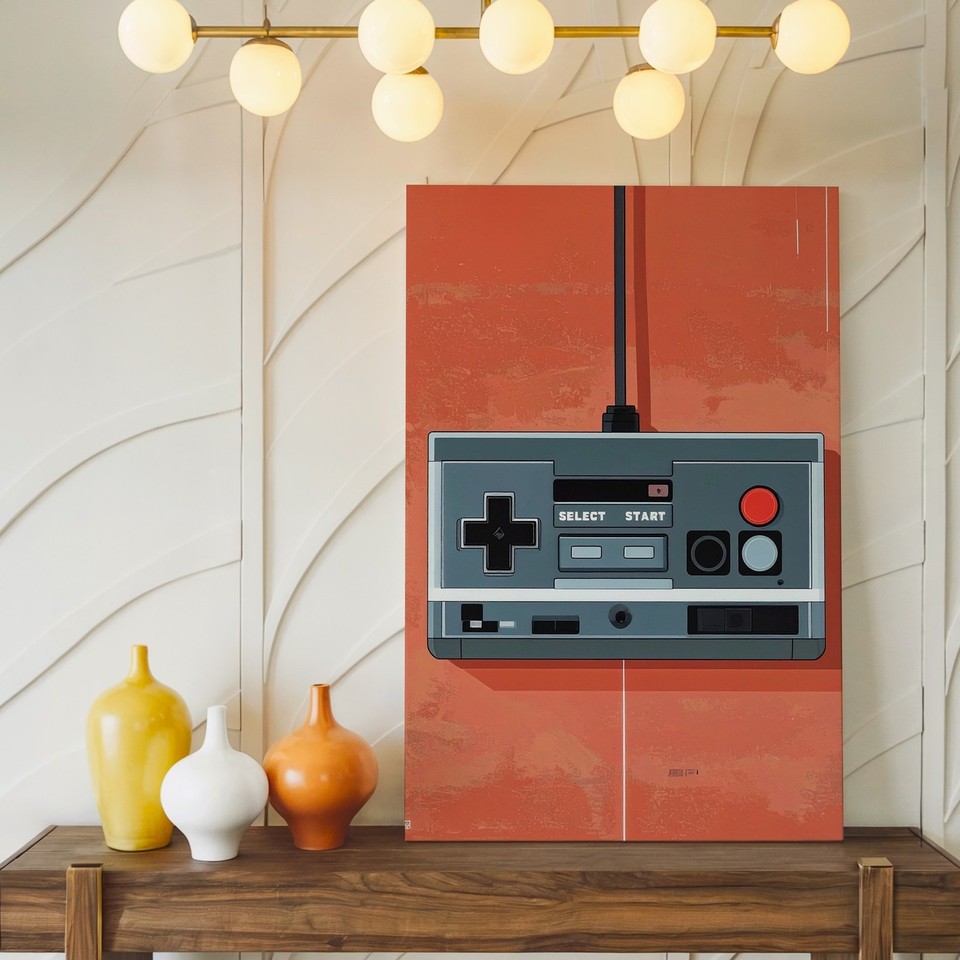 Classic Nes Controller Canvas Minimalist Retro Gaming 30X40" Wall Art ...