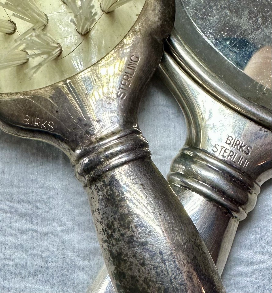 Birks Sterling Silver Brush & Mirror Set Antique Vanity Dresser Canada ...