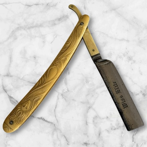 RARE J. Wiss & Son's Antique "Elite" Straight Razor Ornate Fancy Handle ...