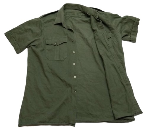 Vintage Combat Shirt Army Olivgrünes Kleid Uniform Kurzarm Größe 15.5 ...