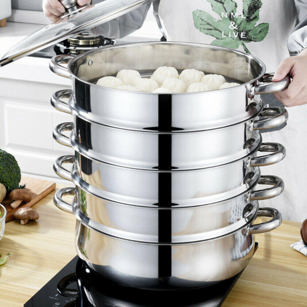 28cm 5 Tier Stainless Steel Steam Cooker Steamer Cook Pot Set Kitchen ...