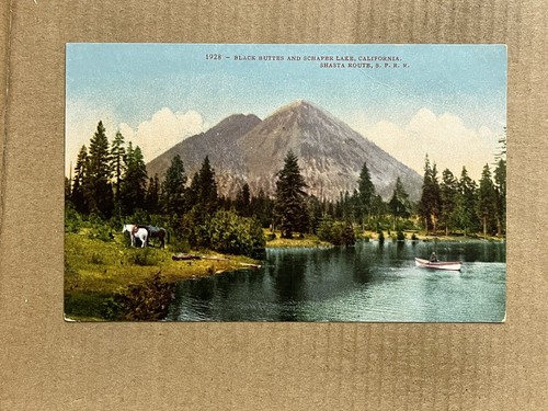 Postcard Southern Pacific Railroad Shasta Route Black Butte Lake CA ...
