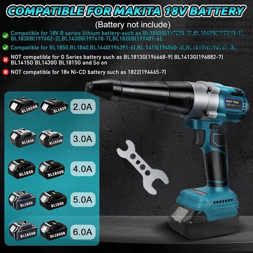Cordless Pop Rivet Gun For Makita 18V Battery Brushless Electric with ...