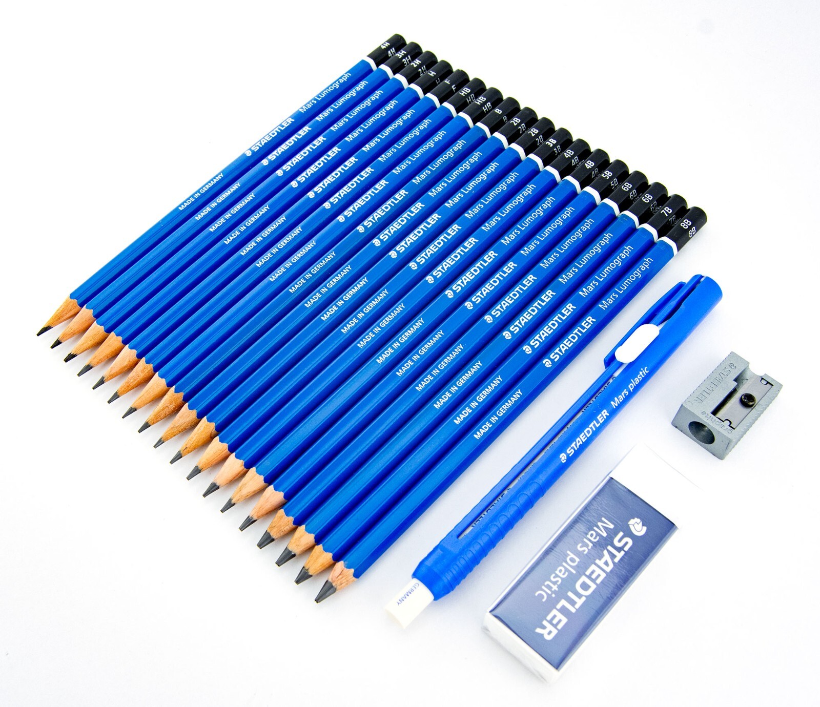 Staedtler Mars Lumograph 100 Pencils Lot Asst Hardness Sharpener Eraser ...