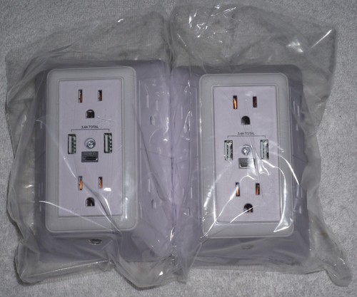 Lot Of 2 POWRUI 6 Outlet Multi Plug Surge Protector 2 USB + 1 USB C ...