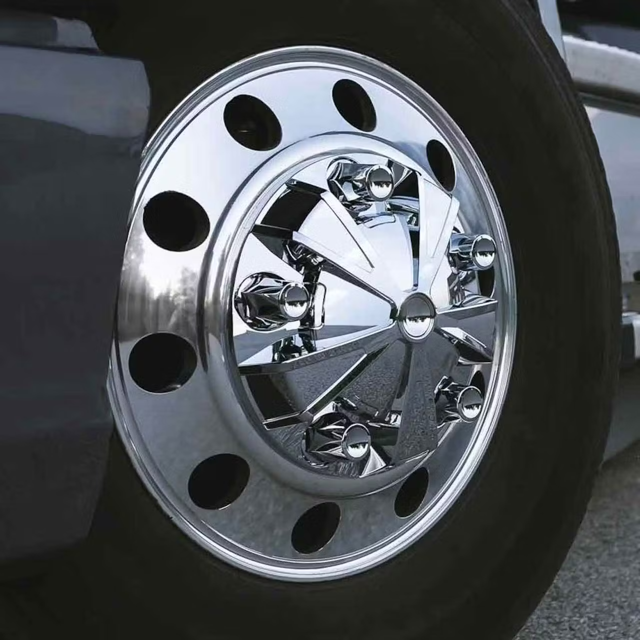 Chrome Hub Cover Semi Truck Wheel Kit Axle Cover 33mm Lug Front & Rear ...