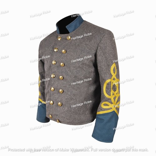US Civil War Confederate Double Breast Grey Shell Jacket With Sky Cuff ...
