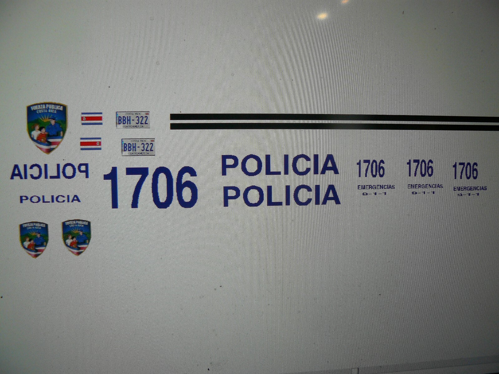 Costa Rica Police Patrol Car Decals 1:24 | eBay