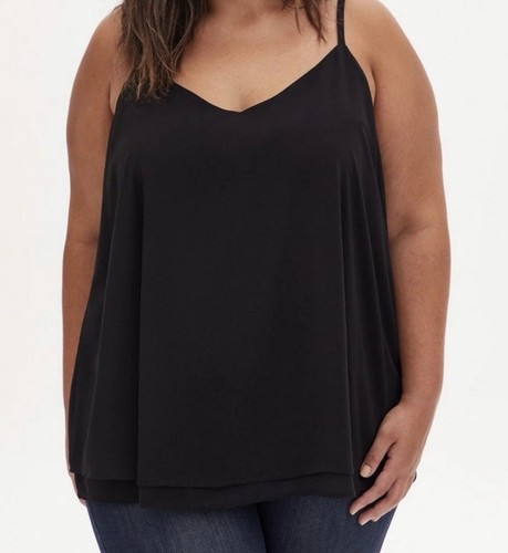 Torrid Sophie Chiffon Double Layer Swing Cami Tank Black Plus Size 2X 2 ...