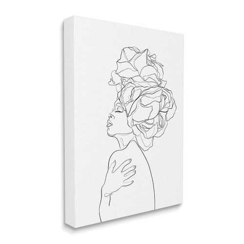 Woman Slouching with Headwrap Minimalism Linework, Designed by ROS ...