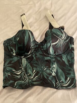 Victoria Secret Very Sexy Bustier Size 32C Bra Green Black Palm Leaf ...