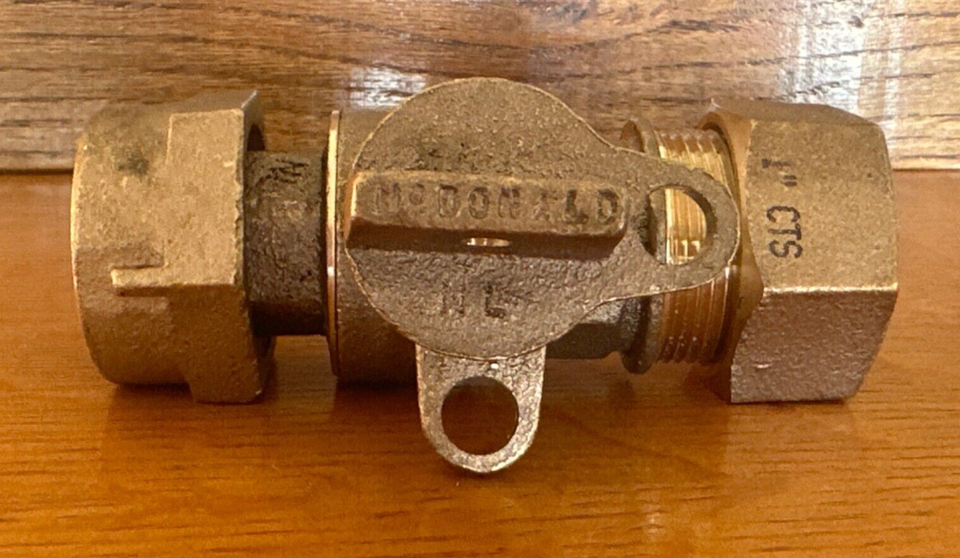 A.Y. McDonald 1" CTS Compression Brass Ball Valve Curb Stop 300W MSD ...