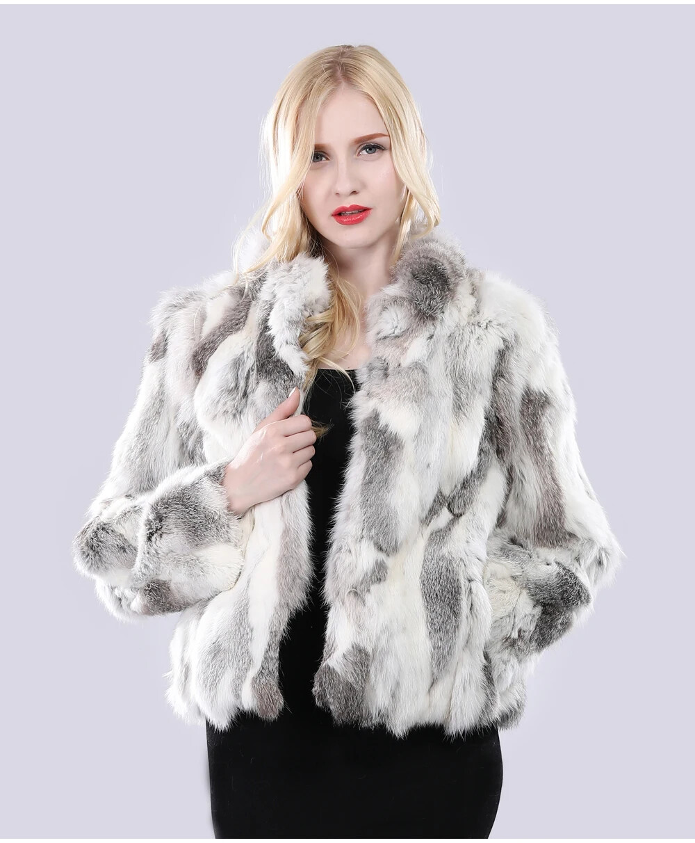 genuine natural real rabbit fur coat women fashion jacket | eBay