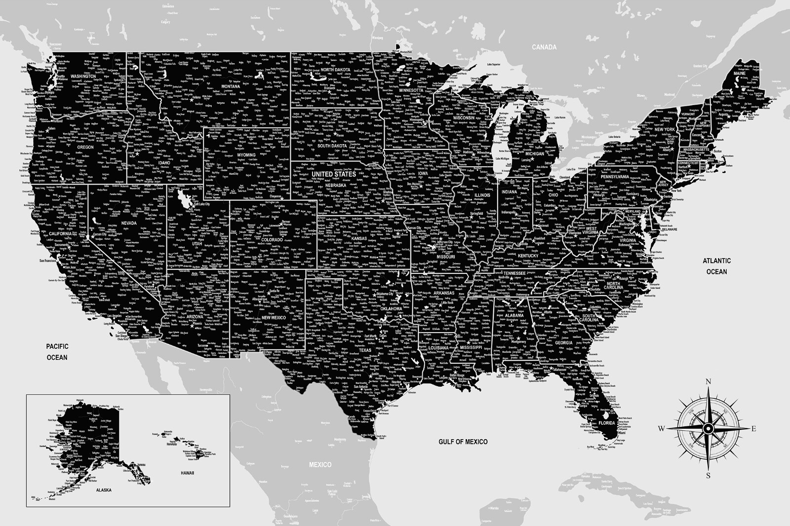 Detailed Push Pin USA Map - Personalized or Not, United States Poster ...