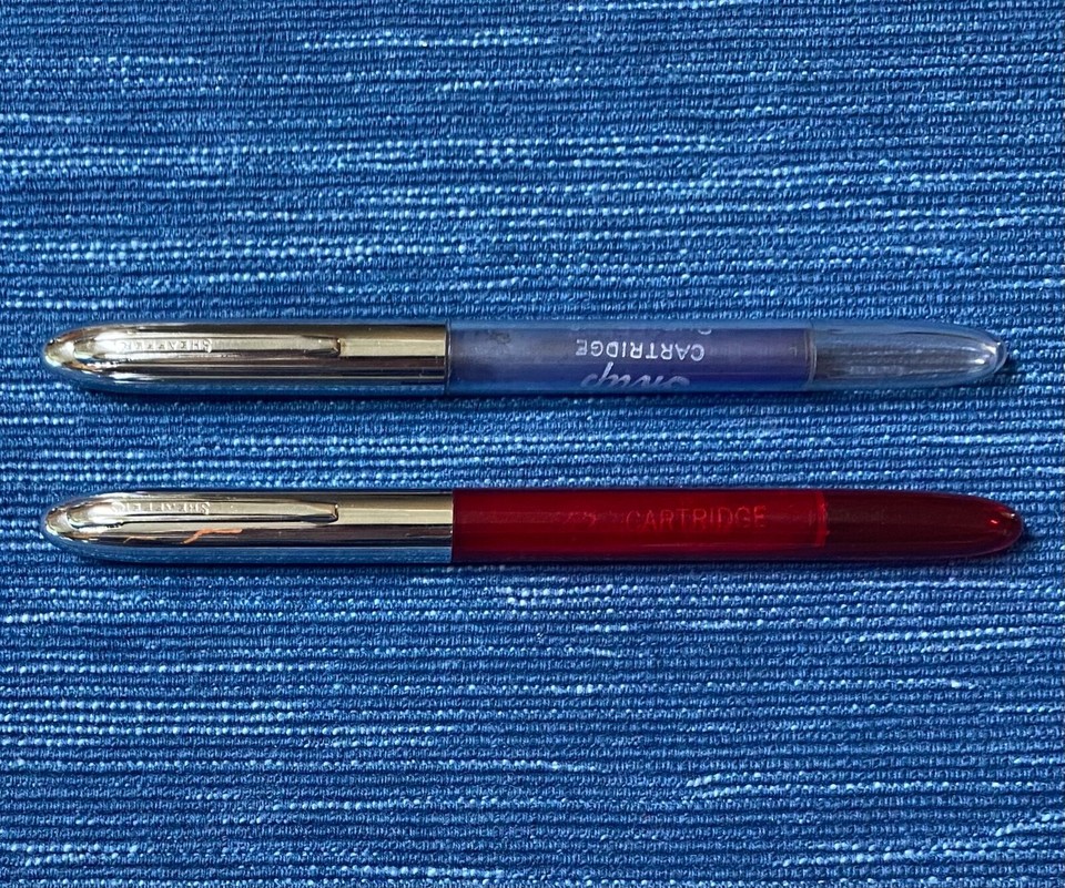 Vintage Sheaffer's Skrip Cartridge Pen Translucent Blue Red Nib 13B | eBay