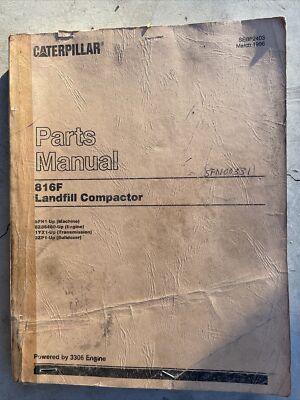 Caterpillar Cat 816F Landfill Compactor Parts Catalog Manual 5FN Book ...