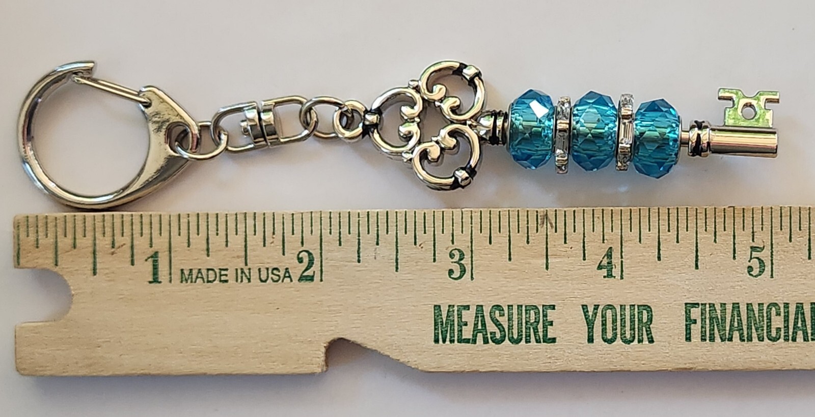 Keychain/Purse Charm Silver Tone With Blue Beads - Dangle Key Ring NEW ...