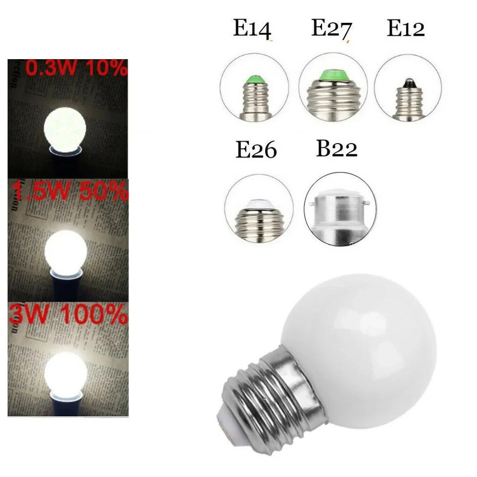 Dimmable 3W Globe Light Bulb LED 220V E27 Warm White Bulbs 360 Angle ...