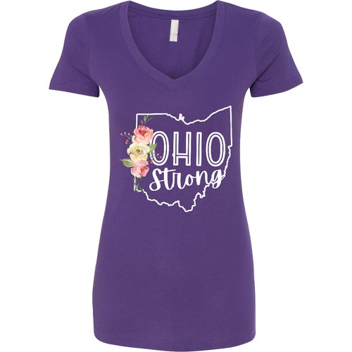 Inktastic Ohio Strong With State Silhouette And Pink Women's V-Neck T ...