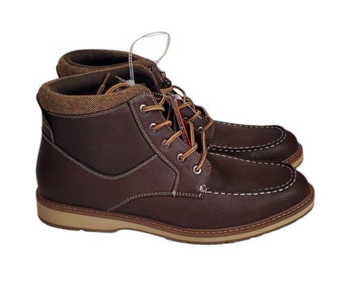 Flex Step Boots Mens 13M Brown Larry Lace Up Ankle Faux Leather Comfort ...