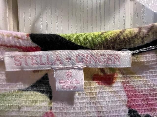 Stella + Ginger Ruffle Sleeve Tropical Ribbed Womens Top Size S | eBay