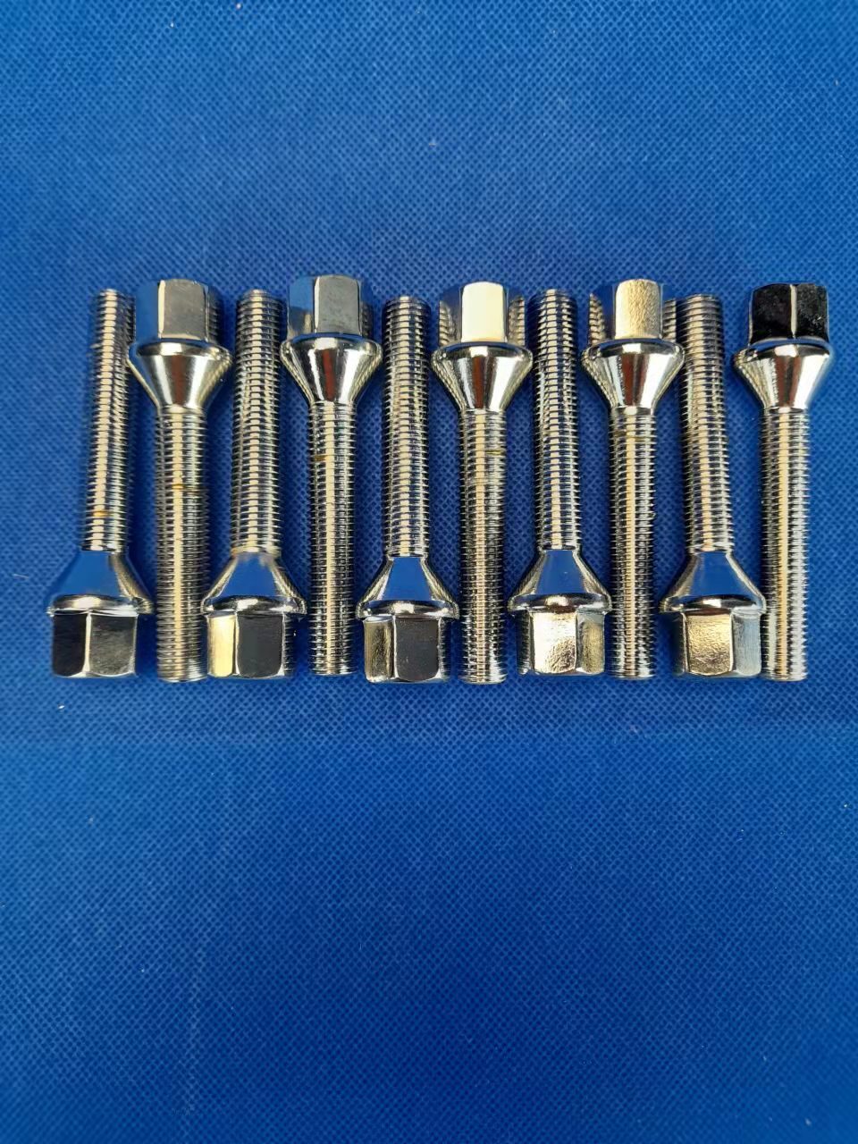 10PCS Chrome Plated Taper Seat Wheel Bolts M12X1.5 60mm Thread Length ...