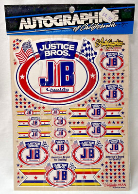 RC Autographics 635 JB Justice Bros Sticker Decal Sheet NOS NASCAR ...