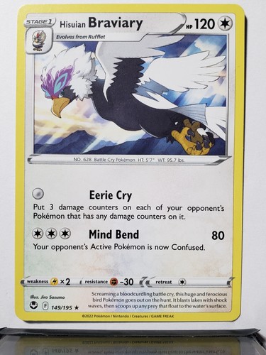 Hisuian Braviary 149/195 Near Mint - B1G1F RARE Non Holo Silver Tempest ...