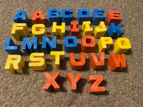 Vintage 2" Mattel Tuff Stuff ABC's Letter Blocks 1971 Complete Alphabet ...