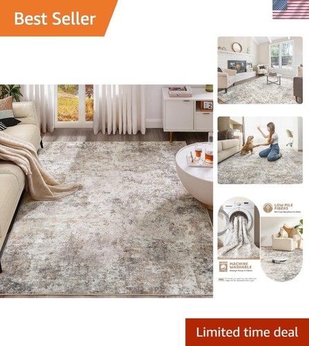 Comfortable Low Pile 8x10 Indoor Rug – Stain Resistant & Machine ...