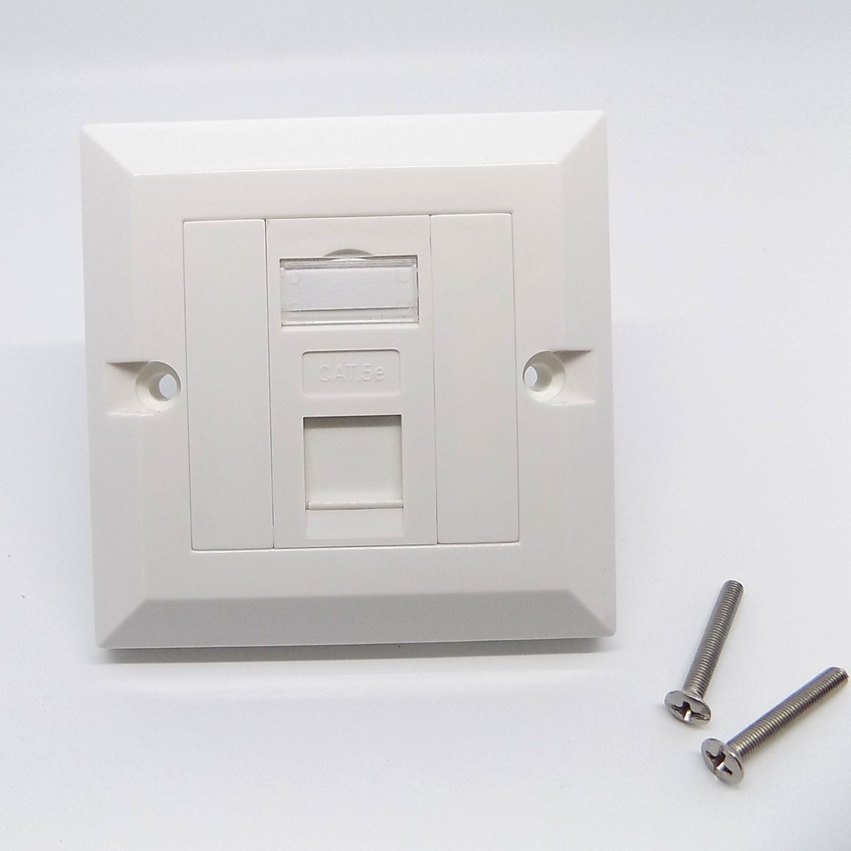 RJ45 Network Cat5e Cat6 1 - 2 Gang Face Plate Back Boxes Keystone Jack ...