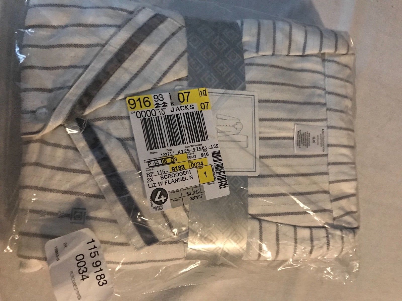 LIZ CLAIRBORNE WOMEN 2X 2 PC PAJAMA SET SCROOGE STRIPES 99% COTTON 1% ...