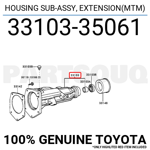 3310335061 Genuine Toyota HOUSING SUB-ASSY, EXTENSION(MTM) 33103-35061 ...