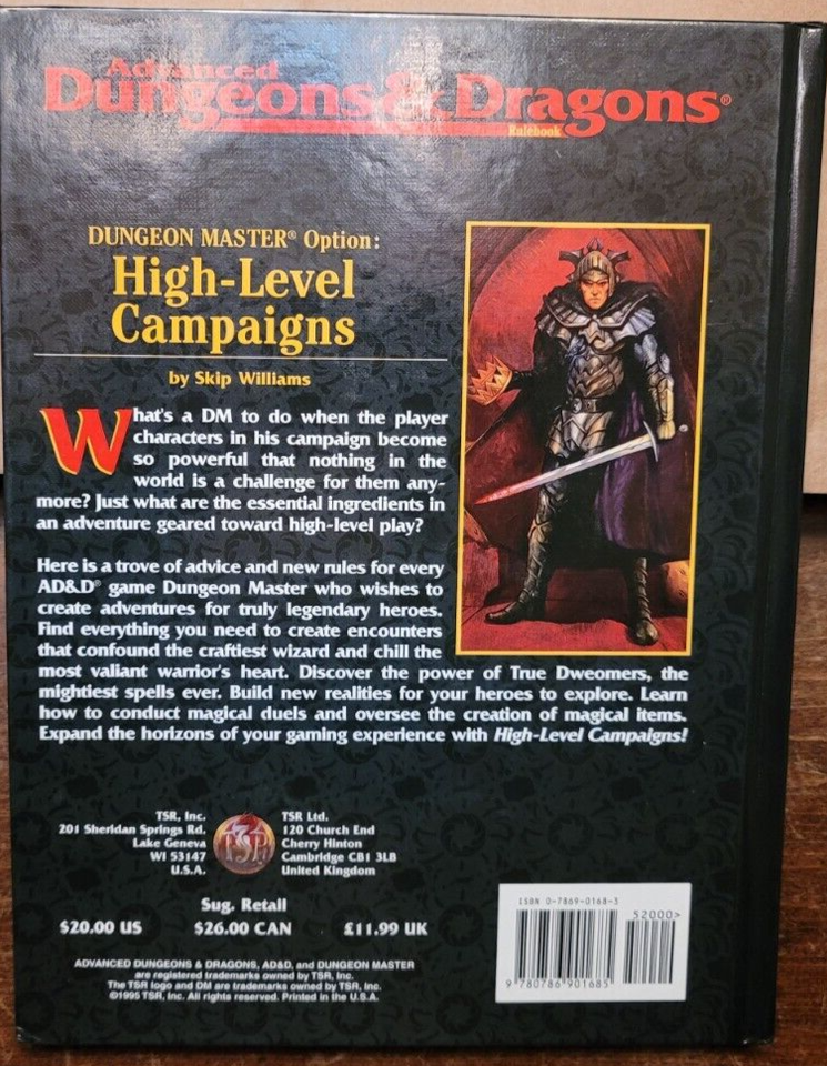 TSR 2156 AD&D Dungeon Master Option High-Level Campaigns 1995 1st First ...