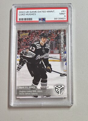 2022-23 Upper Deck Game Dated Moments Debut /1199 RC Luke Hughes #81 ...