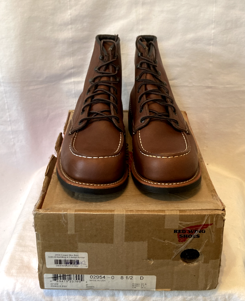 Red Wing Heritage 2954 Cooper Moc Toe Beckman Amber Portage US 8.5 RARE ...