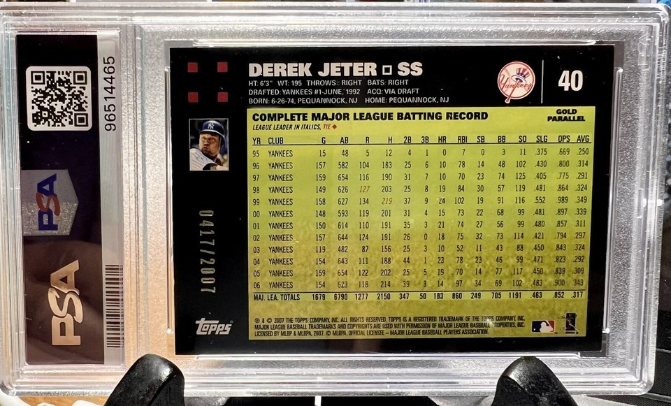 2007 Topps Derek Jeter/Mickey Mantle/George W. Bush #40 GOLD /2007 PSA ...