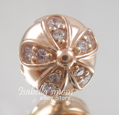 DAZZLING DAISIES Genuine PANDORA Rose GOLD Plated/Cz FLOWER CLIP Charm ...